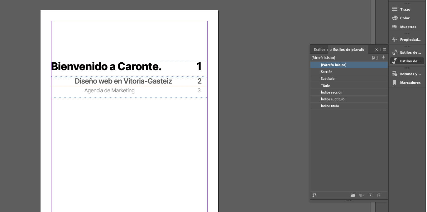 Cómo crear una tabla de contenido en InDesign - Blog de maketing | Caronte